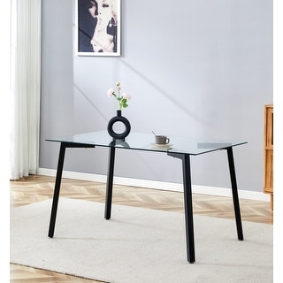 Rectangle Glass Dining Table with Metal Tubular Legs - Bed Bath ...