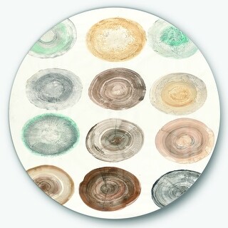 Designart 'Geometric Cream Circles ' Geometric Metal Circle Wall Art ...