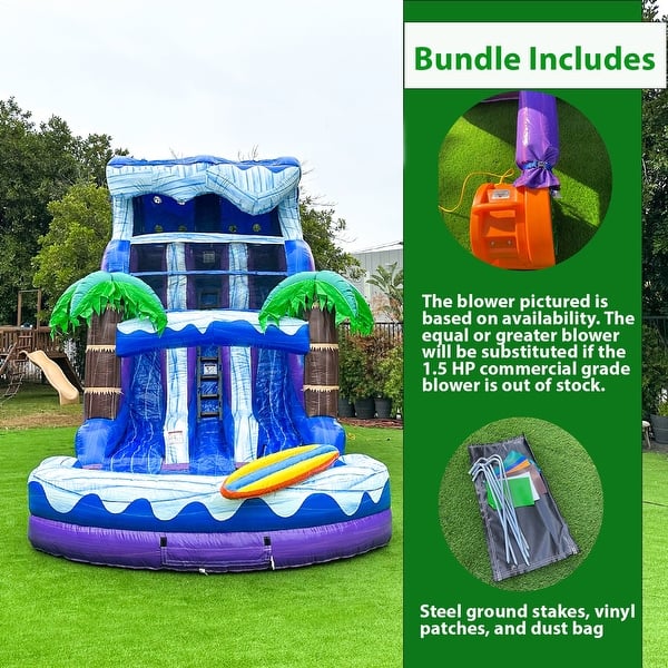 XJUMP 17ft Surf Beach Tall Inflatable Water Slide with Splash Pool - On ...