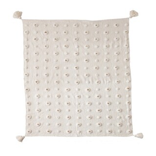 Cotton Tufted Throw with Tassels, White & Gold Color - Bed Bath ...
