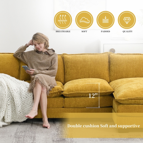 Modern 118 Chenille Sectional Sofa with Chaise Lounges 5 Seat Cloud Upholstered Sleeper Sofa Couch Free Combination Sofa