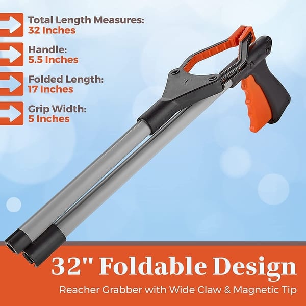 Reacher Grabber Tool - (2-Pack) 32-Inch-Long Folding Picker Upper ...