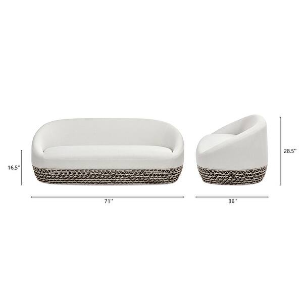 Willow 4-Piece Rope Woven Deep Seating Patio Conversation Set - Bed ...