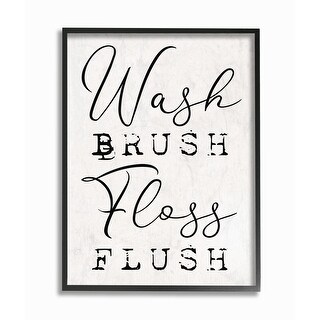 Stupell Wash Brush Floss Flush Black and White Distressed Rustic Look ...
