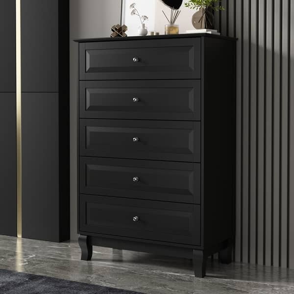 Timechee 5 Drawers Dresser Chests Chset of Drawers Organizer Lacquered ...