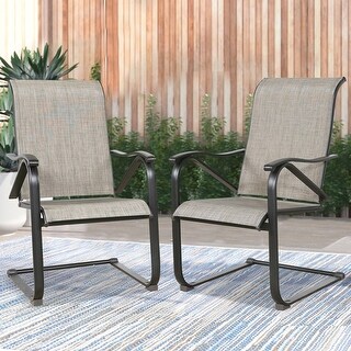 Outdoor Dining Chairs Sling Metal Spring Motion Chairs (2 Packs) - Bed ...