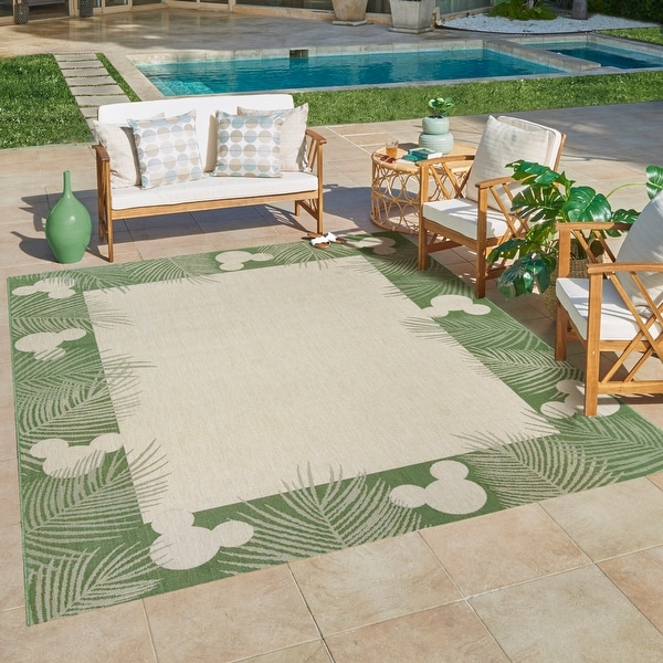 Tropical Floral Border Flatweave Indoor/Outdoor Area Rug - Bed Bath ...