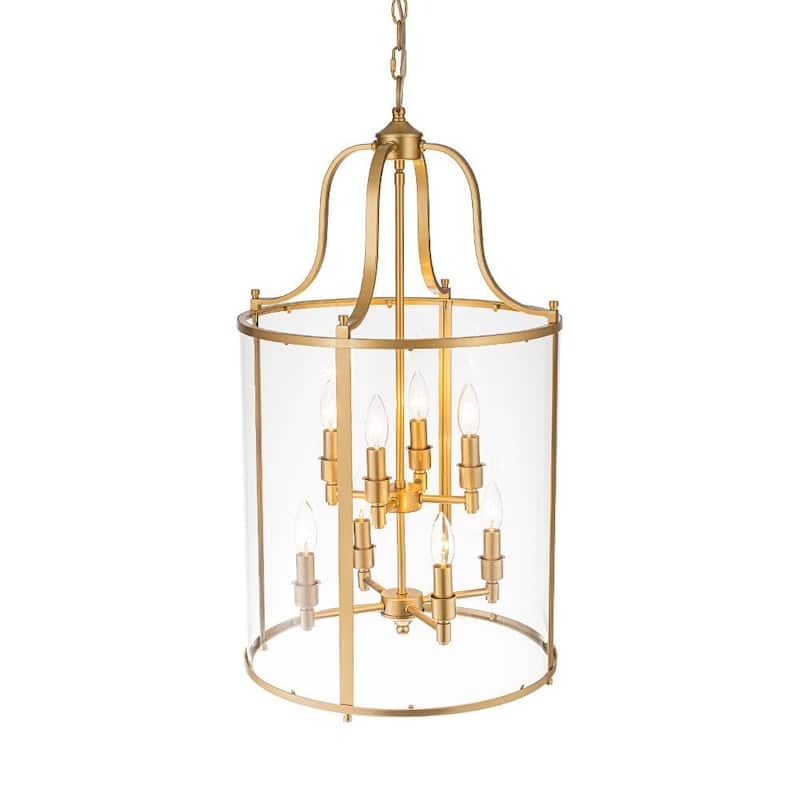 Classic Clear Glass Matte Black Round Entry Lantern Light 17in - Bed ...