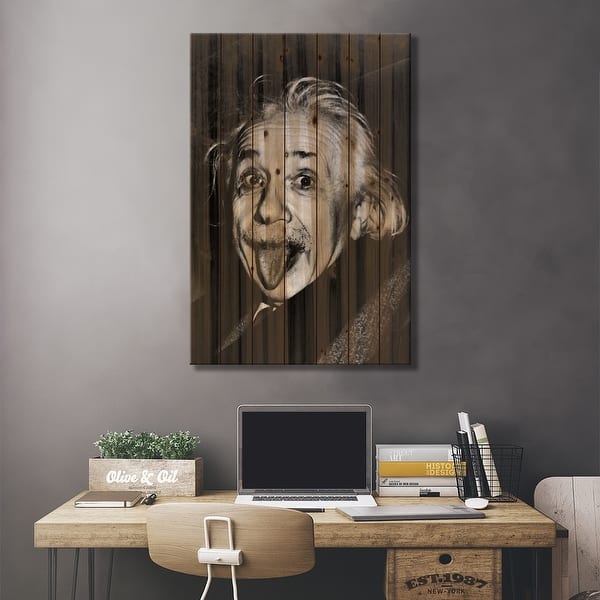 Albert Einstein, Sticking His Tongue Out Print On Wood by Arthur Sasse ...