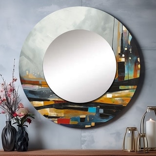 Designart "Beyond Nature I" Abstract Landscape Wall Mounted Round Large ...