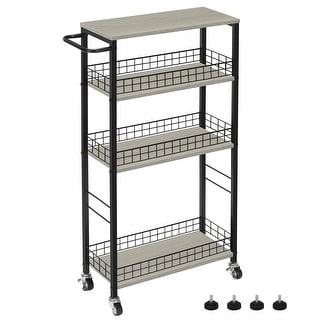 Slim Storage Cart 4 Tier Slim Rolling Cart on Wheels Mobile Narrow ...