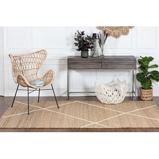 Parallel Lines Natural with Ivory Wool Stripe Area Rug - Bed Bath ...