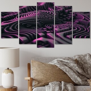 Designart "Futuristic Labyrinth Purple Maze Matrix I" Modern Geometric ...
