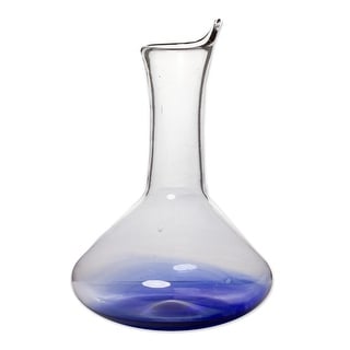 NOVICA Artisan Handblown Glass Decanter Blue Clear Mexico Tableware ...