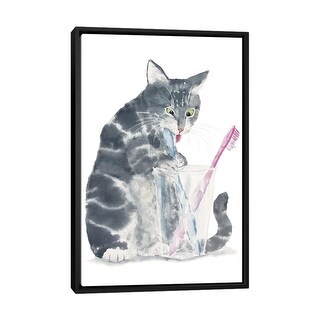 iCanvas "Gray Tabby Cat Brushing Teeth" by Alexey Dmitrievich Shmyrov ...