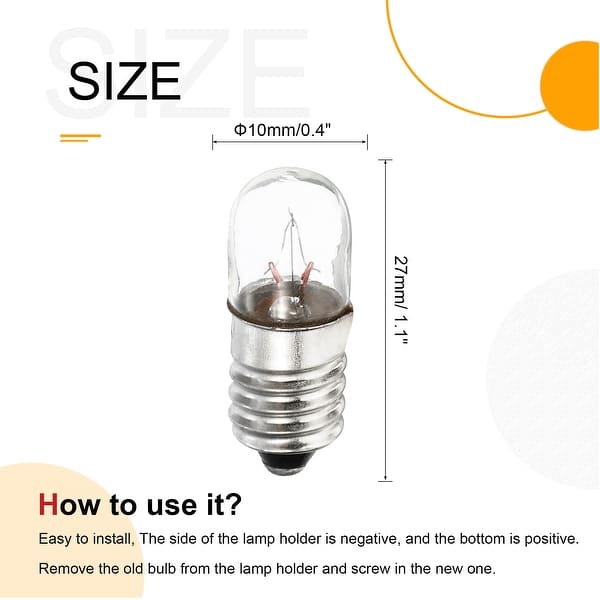 1Set/10Pcs E10 Screw Base Bulb Miniature Light w Box Warm Yellow - Bed ...