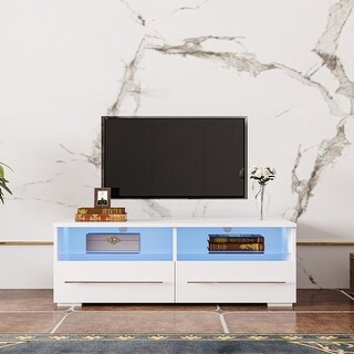 Modern TV Console with 16 Color LED Remote Control Lights Media Console ...