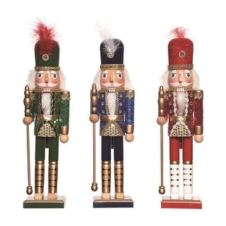 Transpac Wood Traditional Glam Nutcracker Set of 3 Christmas Home ...