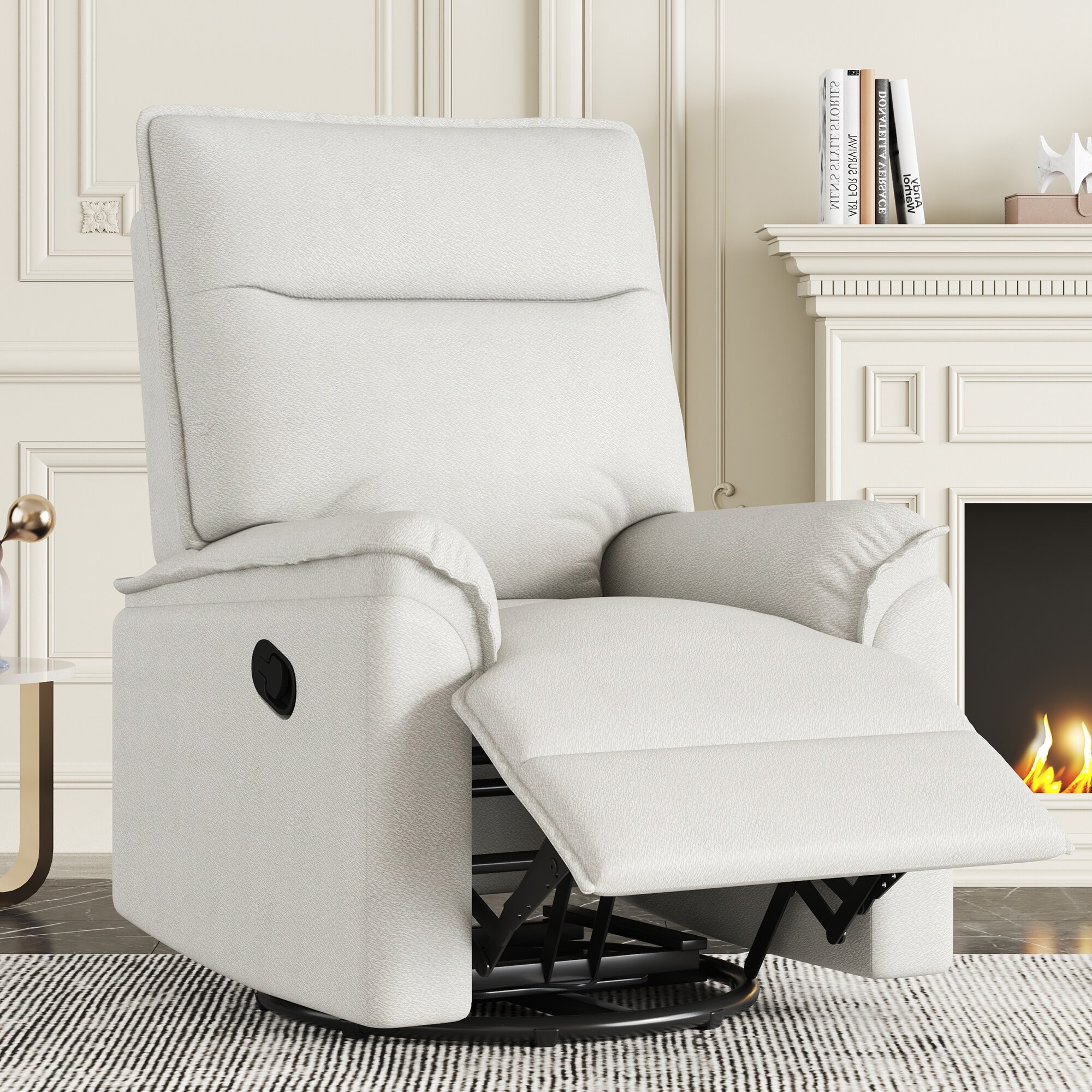 Living Room Single Sofa 360 Degree Swivel Upholstered Manual Recliner Chair Fabric Home Theater Seating Sofa with Flared Arms On Sale Bed Bath Beyond 40700014