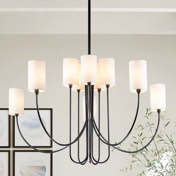 10-Light Modern Glam Linear Sputnik Cluster Branch Cylinder Fabric ...