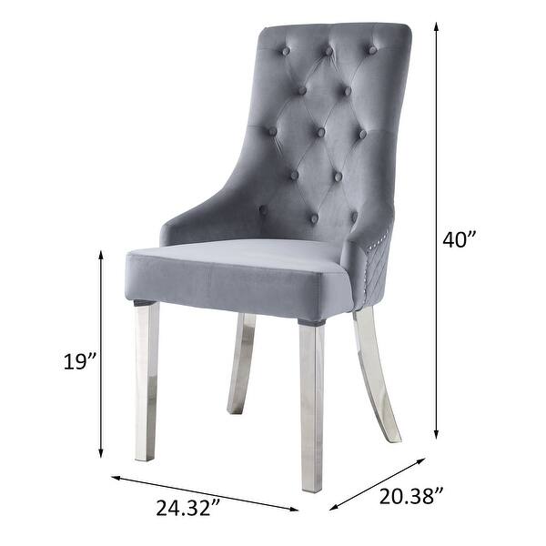 Luisa Grey and Silver Tufted Back Dining Chairs (Set of 2) - Bed Bath ...