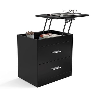 Bedside Table Height Adjustable End Table, Wooden Nightstand with ...