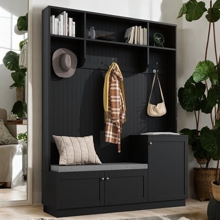 Modern Hall Tree with Storage Solutions, Black - Bed Bath & Beyond ...
