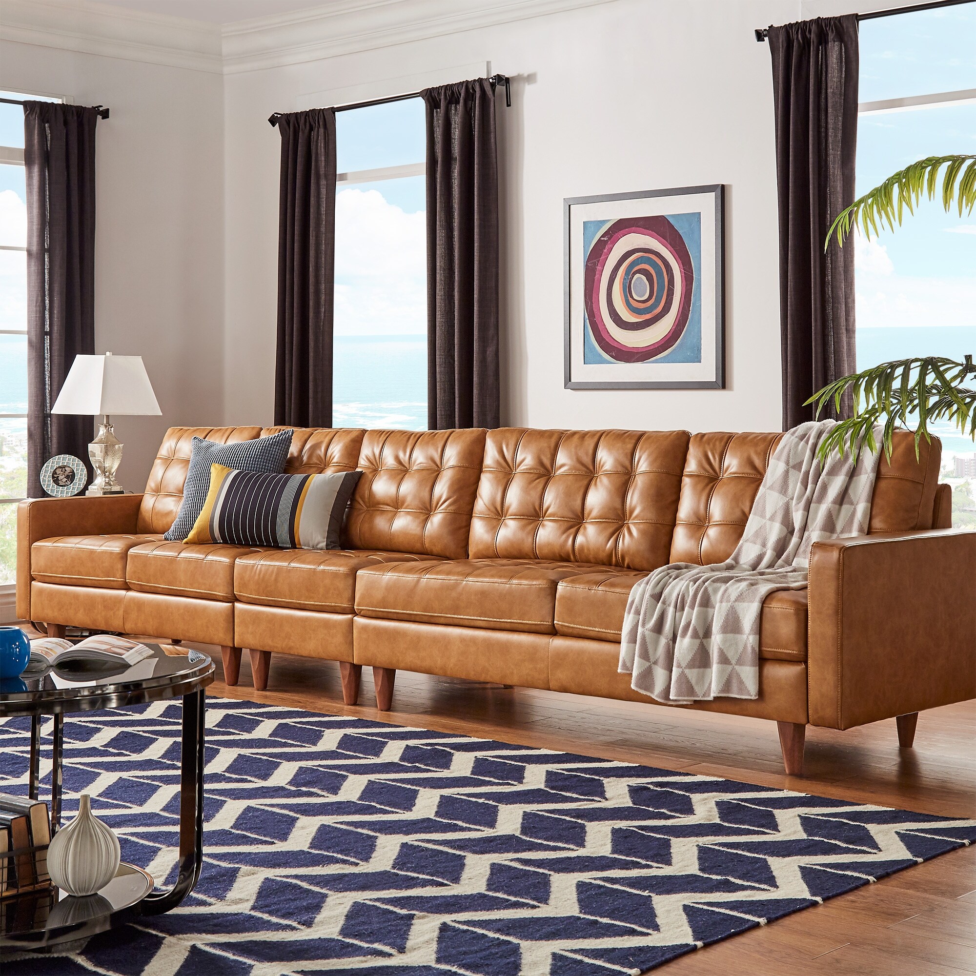 Odin caramel leather gel sofa store