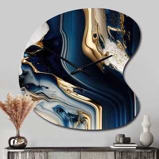 Designart - Abstract Geode Waves Blue V - Abstract Large Wall Clocks ...