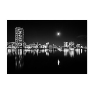 Baltimore Maryland Moon Over the Harbor B W Skyline Art Print/Poster ...