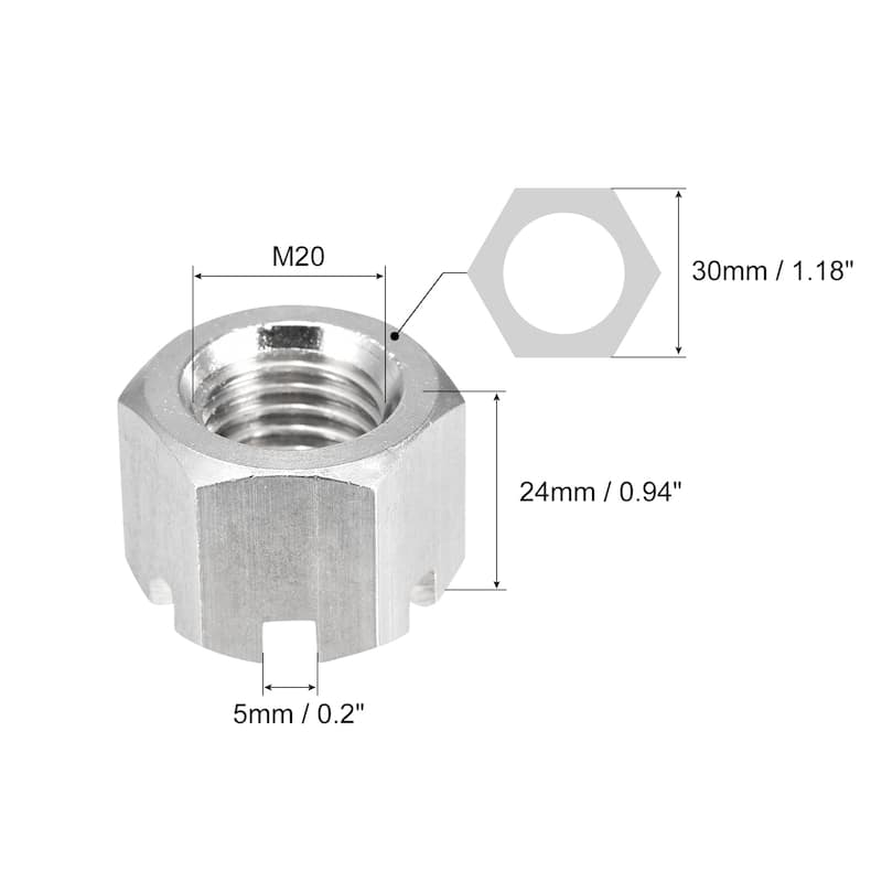 Hexagon Slotted Nut, Stainless Steel Hex Nuts - Overstock - 36684380