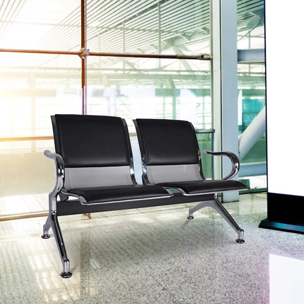 Kinbor 2-Seat Reception Chair Waiting Room Chair Guest Chair Leather ...