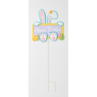 35" Metal Happy Easter Bunny Sign Garden Stake And Sign - Bed Bath ...