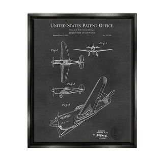 Stupell Detailed Aircraft Blueprint Chart Framed Floater Canvas Wall ...