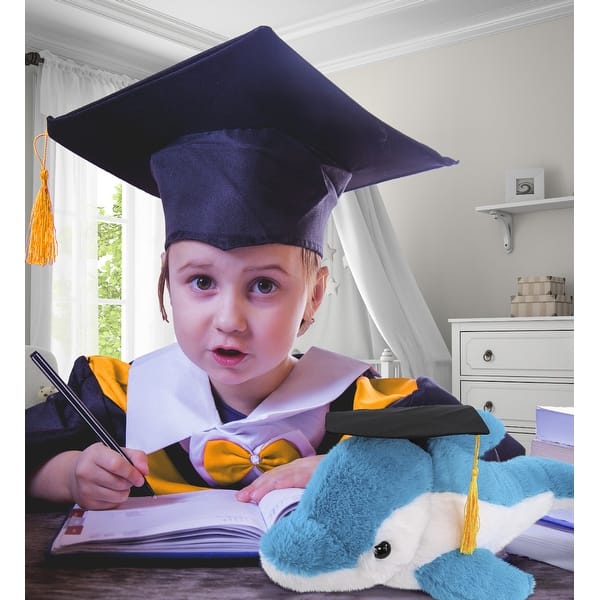 DolliBu Dolphin Graduation Plush Toy with Cap with Tassel Outfit - 18 ...