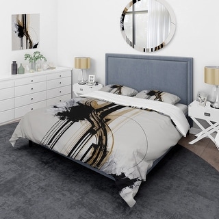 Designart "Golden Minimalist Abstract II" Black Modern - Bedding Cover ...