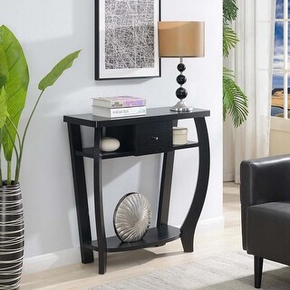 Contemporary Console Table in Black Wood Finish - 54 x 84 - Bed Bath ...