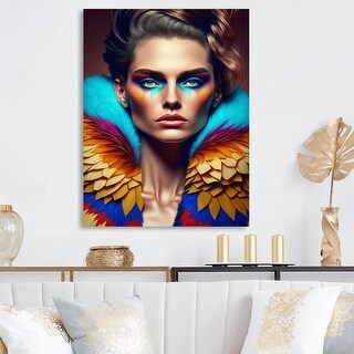 Designart 'Colorful Sensual Woman In Fur Coat VII' Contemporary Glam ...