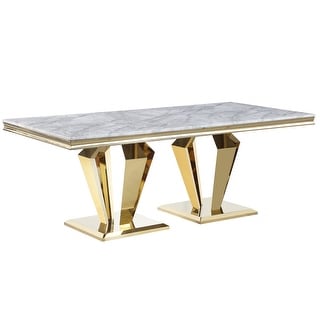 Best Master Furniture Capucine Double Pedestal Stone Marble Laminated ...