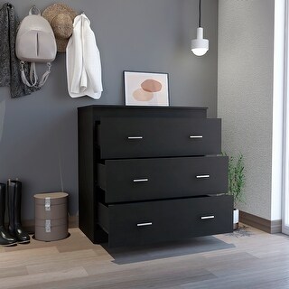 Three Drawer Dresser Whysk, Superior Top, Handles, Black Wengue Finish ...