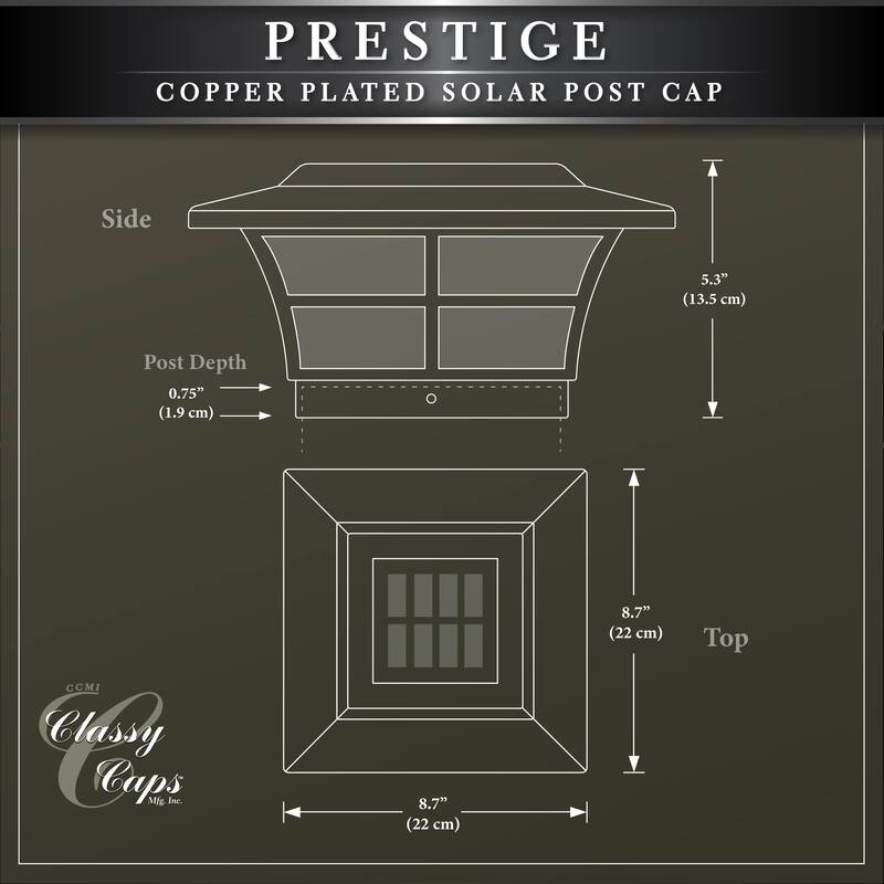 Classy Caps 6x6 Copper Plated Prestige Solar Post Cap (Set of 2) - On ...
