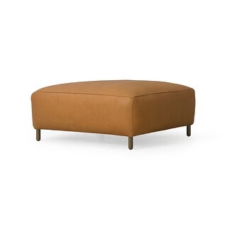Cambridge Aniline Leather Indoor Modern Ottoman - Camel - Bed Bath ...