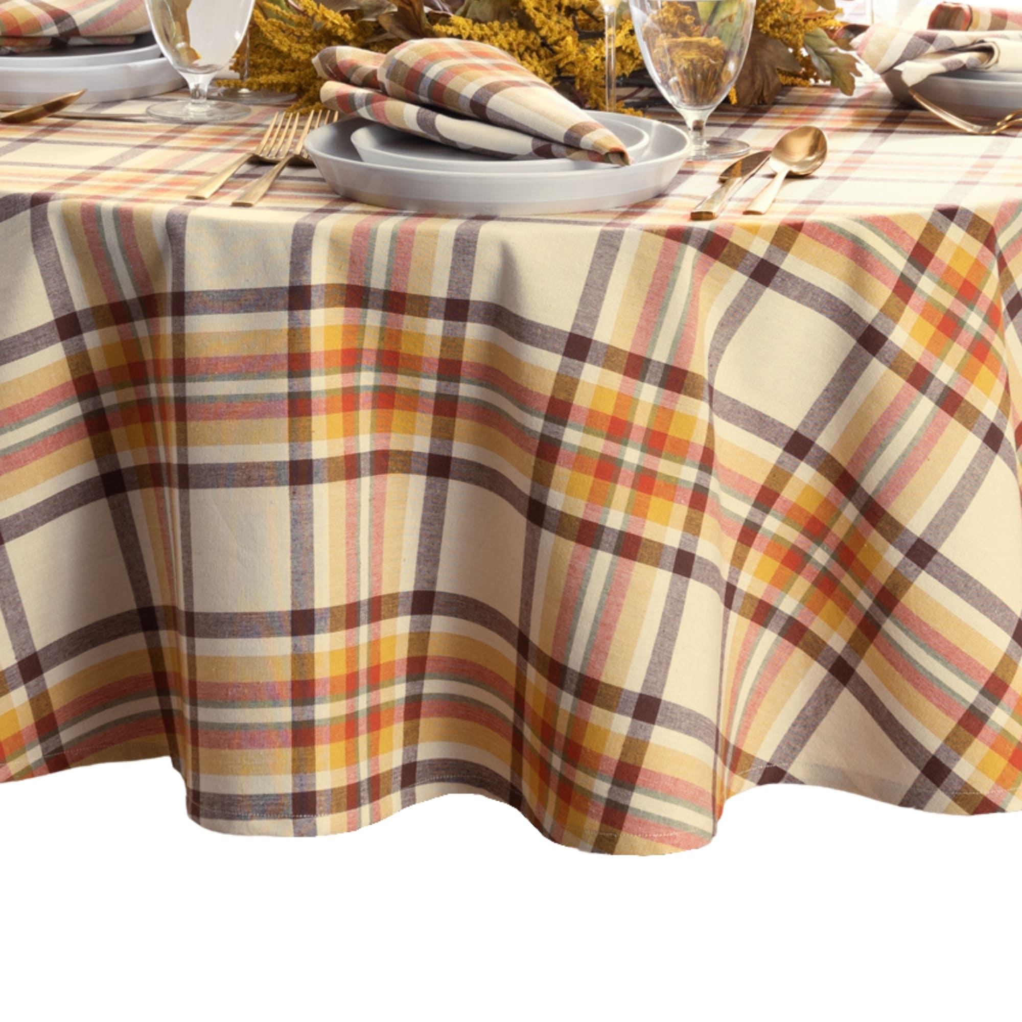 checkered tablecloth brown
