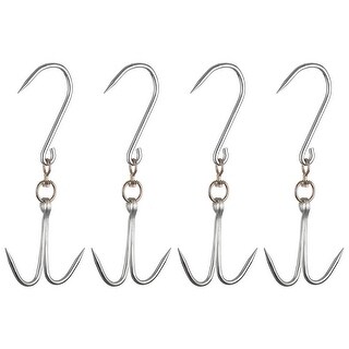 Double Meat Hooks, Galvanized Swivel Meat Hook, 4Pcs - Silver Tone ...