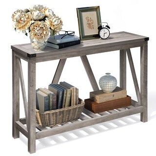 Ail Console Table with Storage Shelf Rattan Sofa Table Entry Table for ...