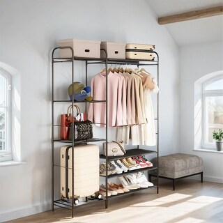 Free-Standing Garment Rack with Shelves for Hanging Clothes, Medium ...