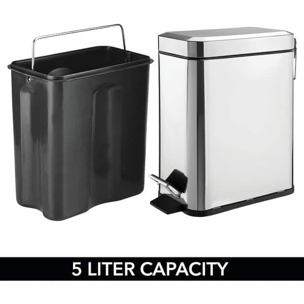 1.3 Gallon Trash Can Rectangle Metal Lidded Step Garbage Bin with ...