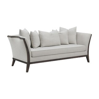 Zenia 83 Inch Sofa with 3 Throw Pillows and Dark Brown Frame, Beige ...