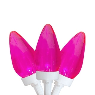 25 Count Pink LED C7 Christmas Lights, 16 ft White Wire - Bed Bath ...