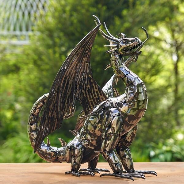 Vakhtang Metal Dragon Statue - Bed Bath & Beyond - 30885306